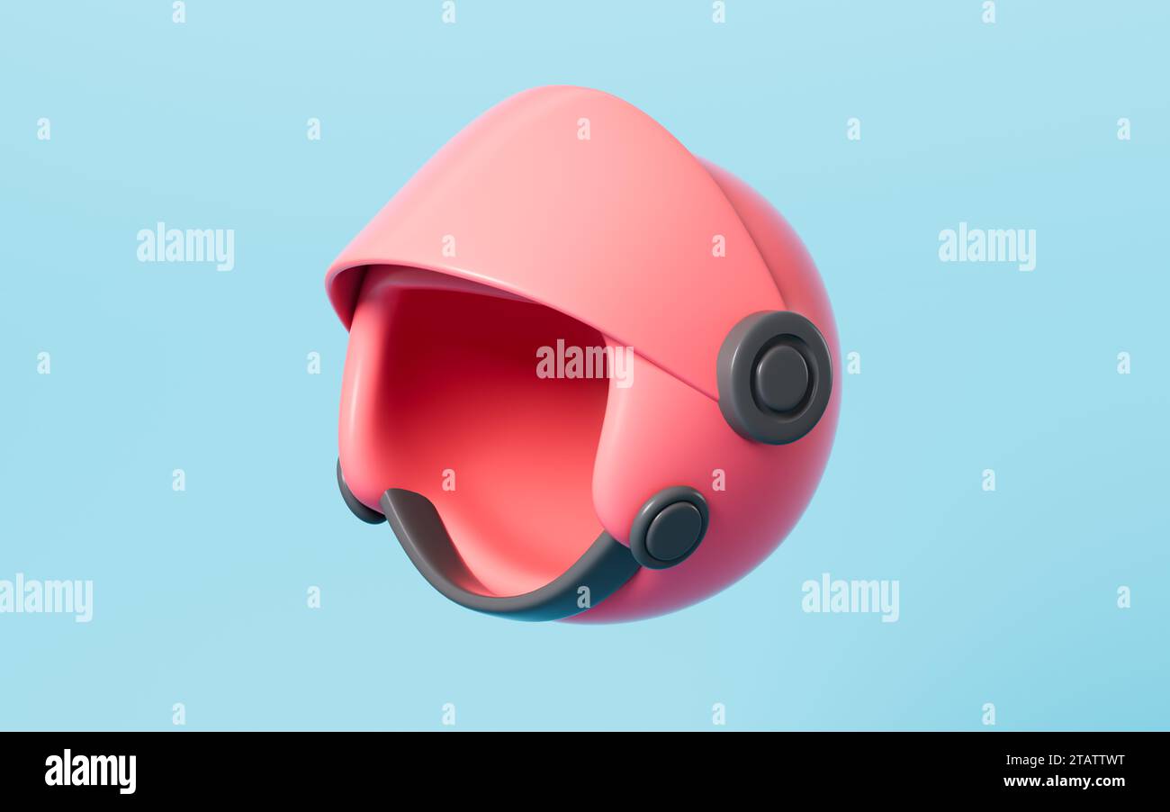 Cartoon helmet model in the blue background, 3d rendering. 3d ...