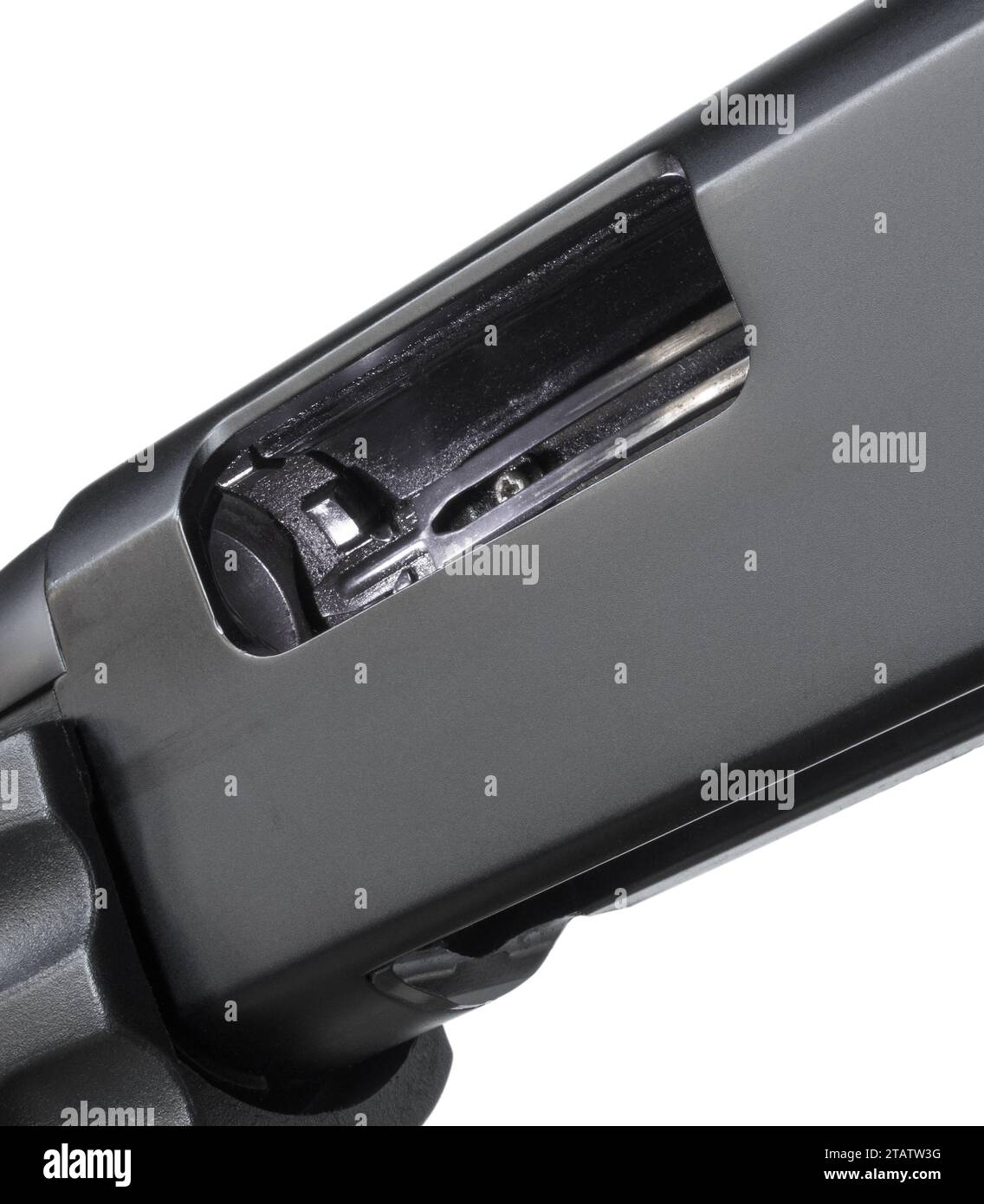 With the pump on a pump-action shotgun pulled back and ammo removed ...