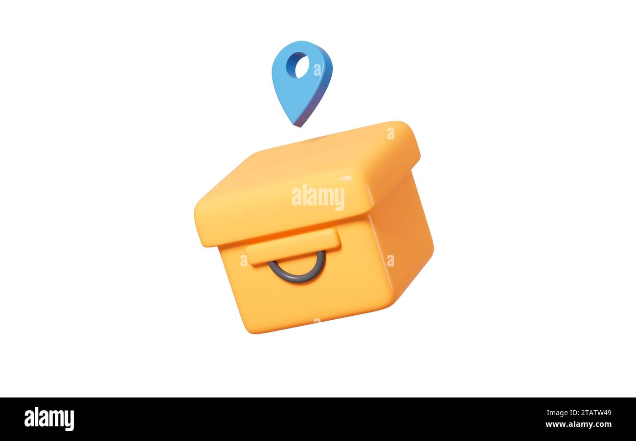 Cartoon takeout box and food, 3d rendering. 3d illustration Stock Photo ...