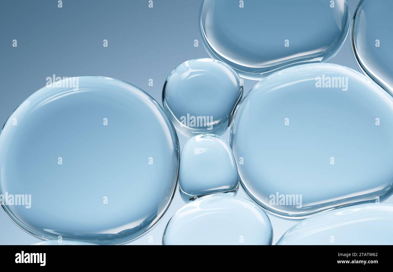 Liquid oil bubble texture background, transparent glass background, 3d ...