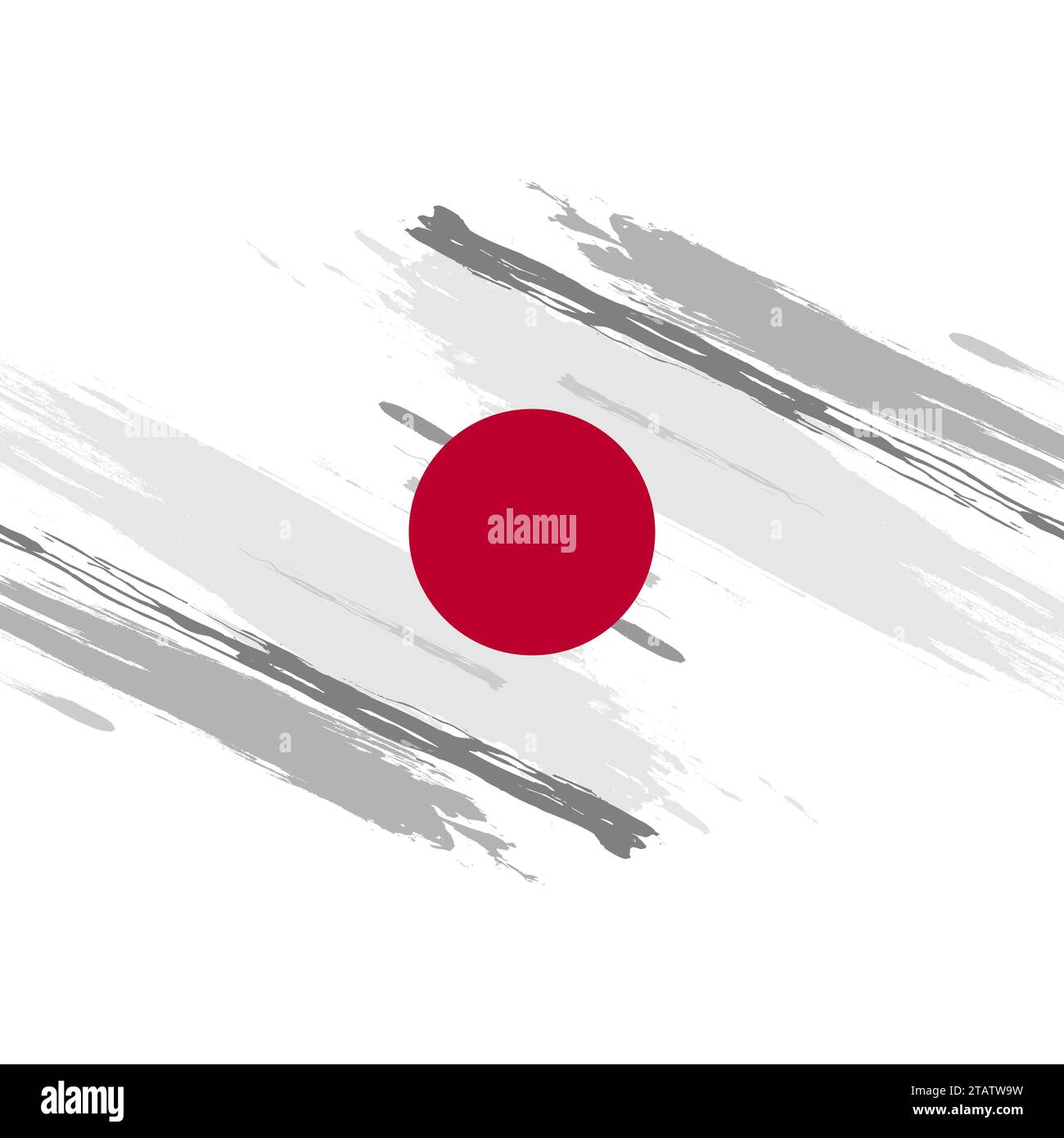 Japan Flag in Brush and Grunge Paint Style. Vector of Japanese Flag ...