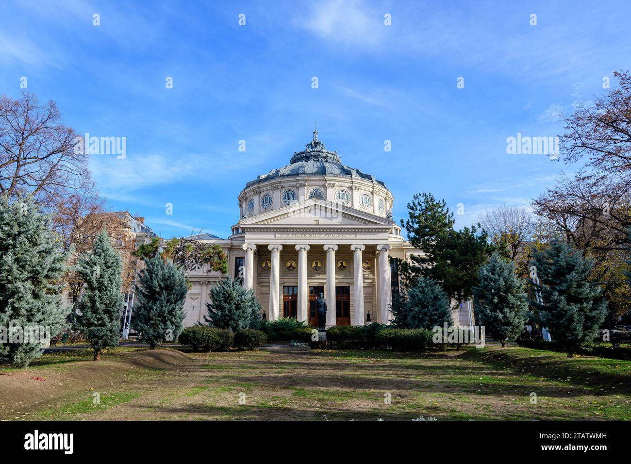The Romanian Atheneum (Ateneul Roman), circular building that is the ...