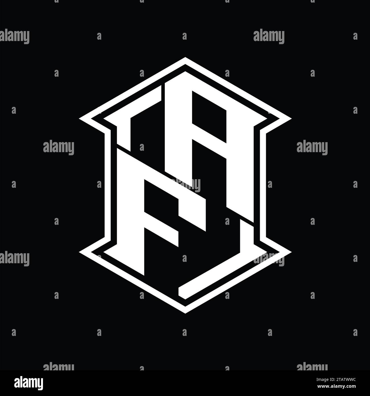 AF Letter Logo monogram hexagon shield shape up and down with sharp ...