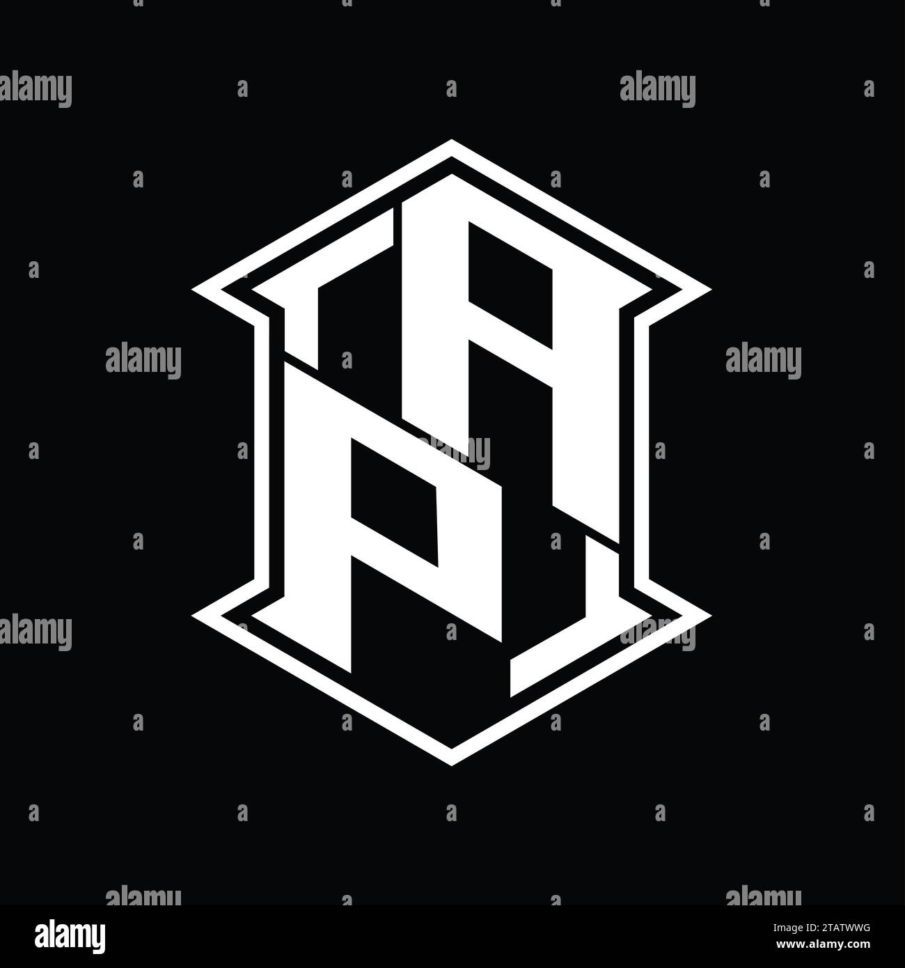 AP Letter Logo monogram hexagon shield shape up and down with sharp ...