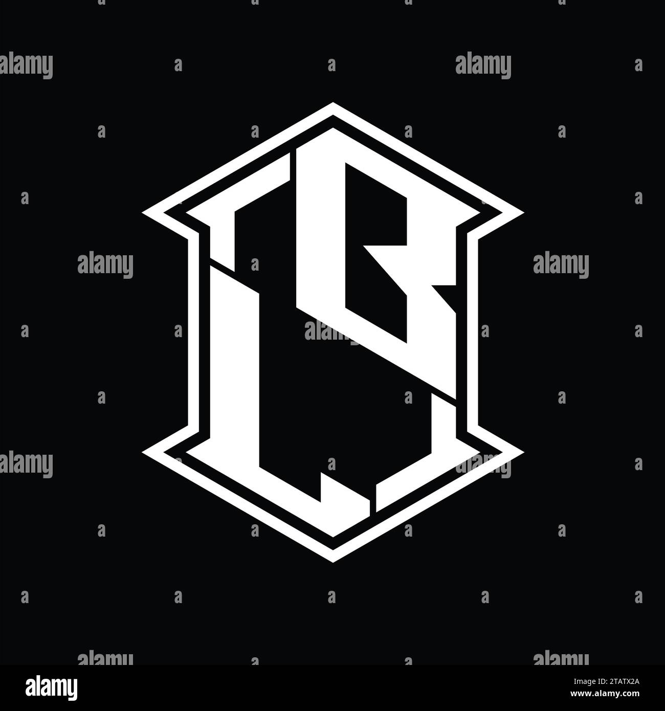 BL Letter Logo monogram hexagon shield shape up and down with sharp ...