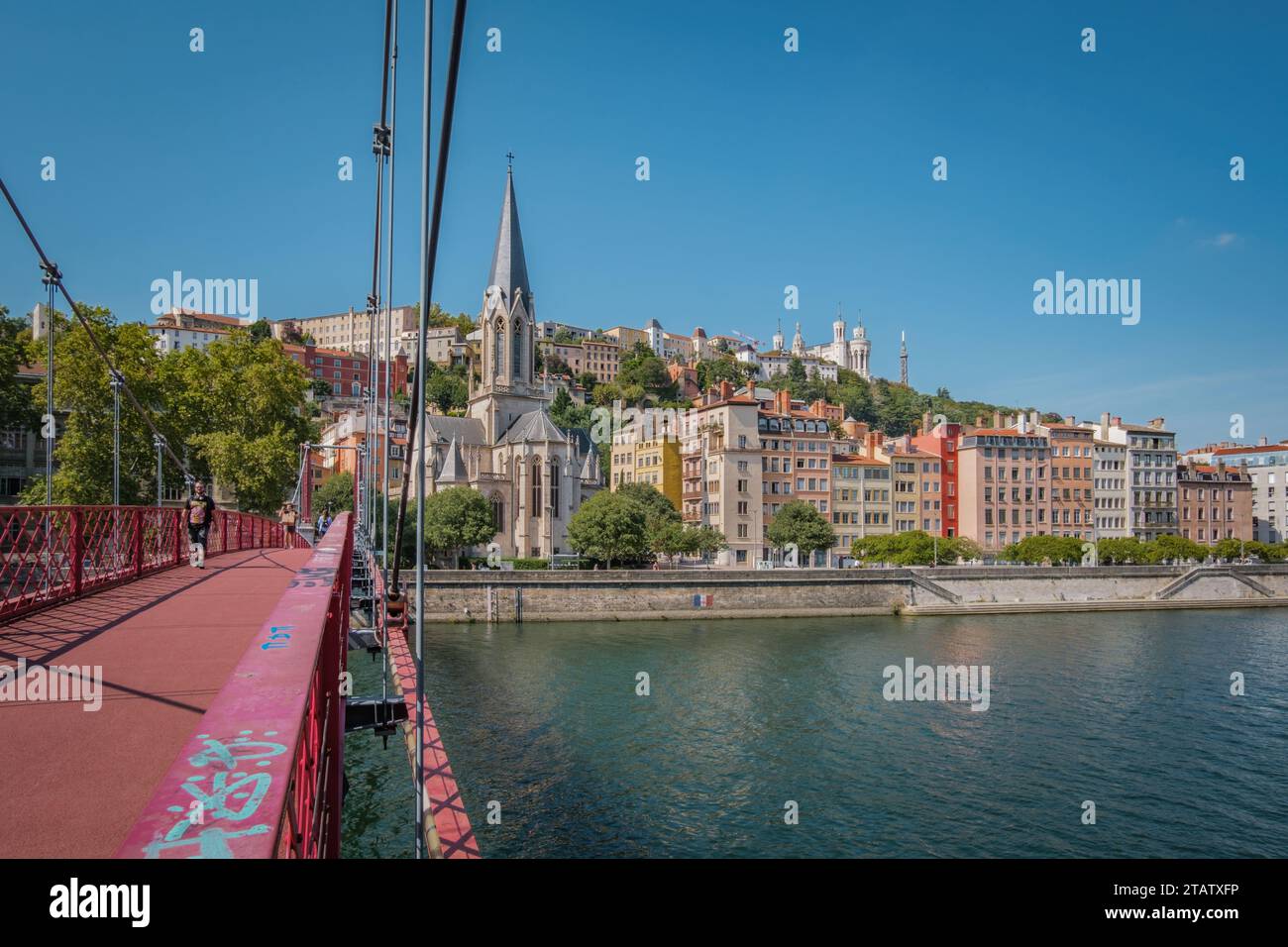 view of the Saint George church, the Quais de Saone and the Fourviere ...