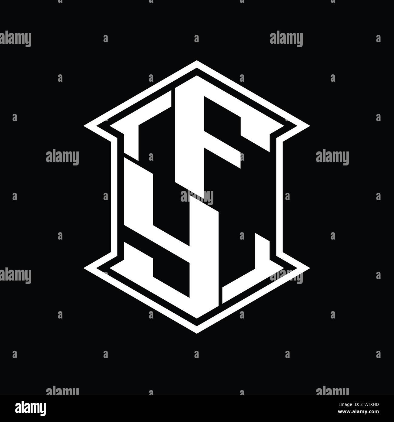 FY Letter Logo monogram hexagon shield shape up and down with sharp corner isolated style design ...