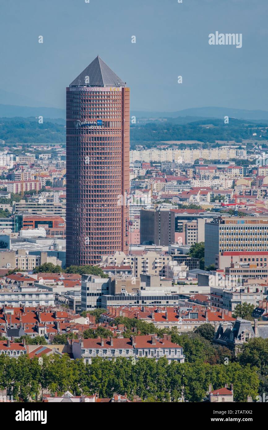 View from the Fourviere hill on the Part-Dieu tower nicknamed the ...