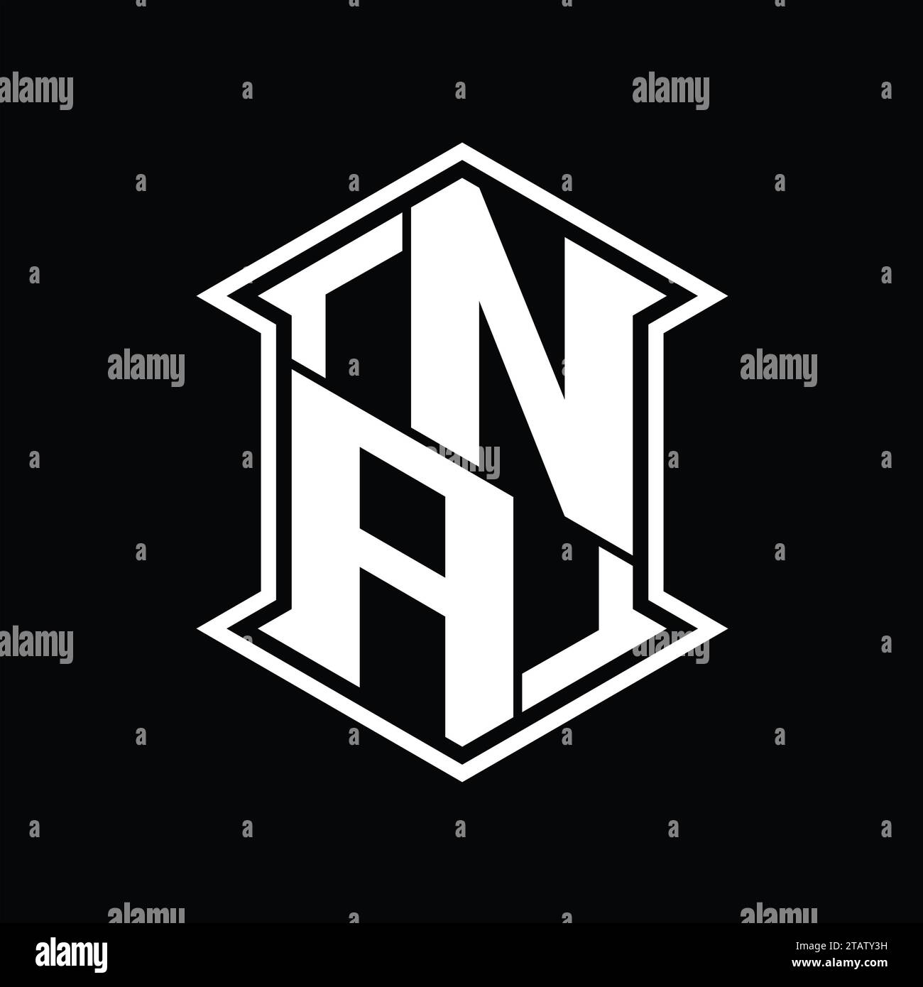 NA Letter Logo monogram hexagon shield shape up and down with sharp ...