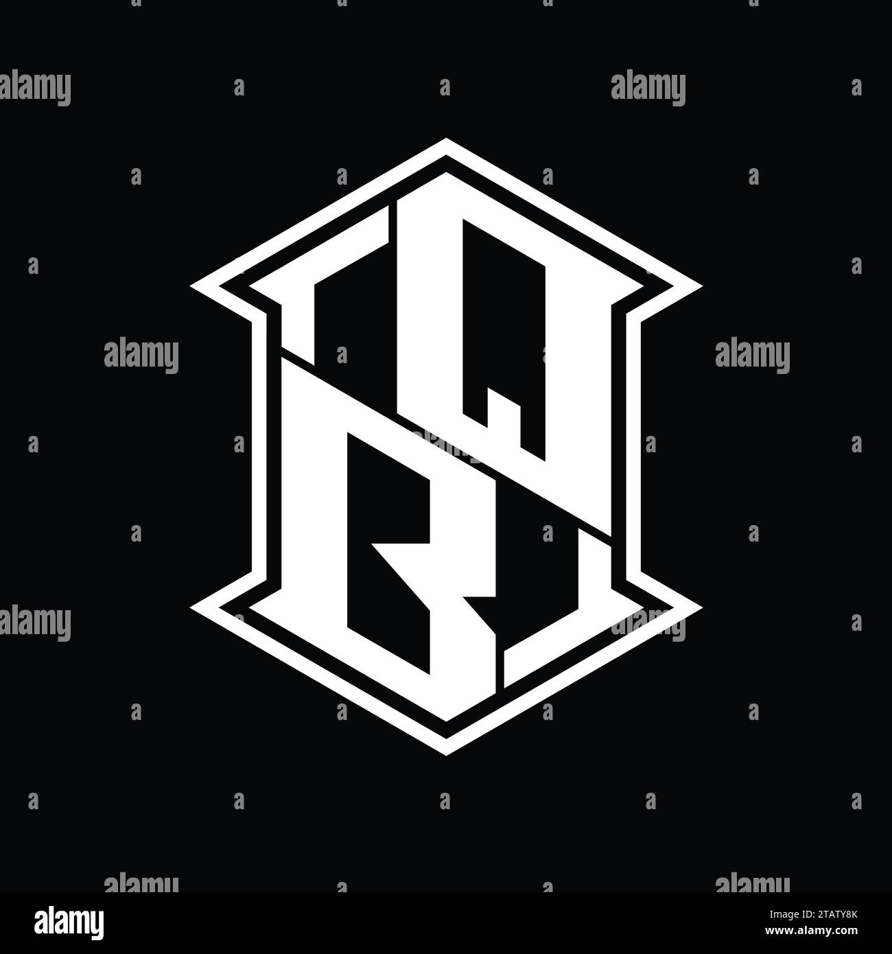 QB Letter Logo monogram hexagon shield shape up and down with sharp ...