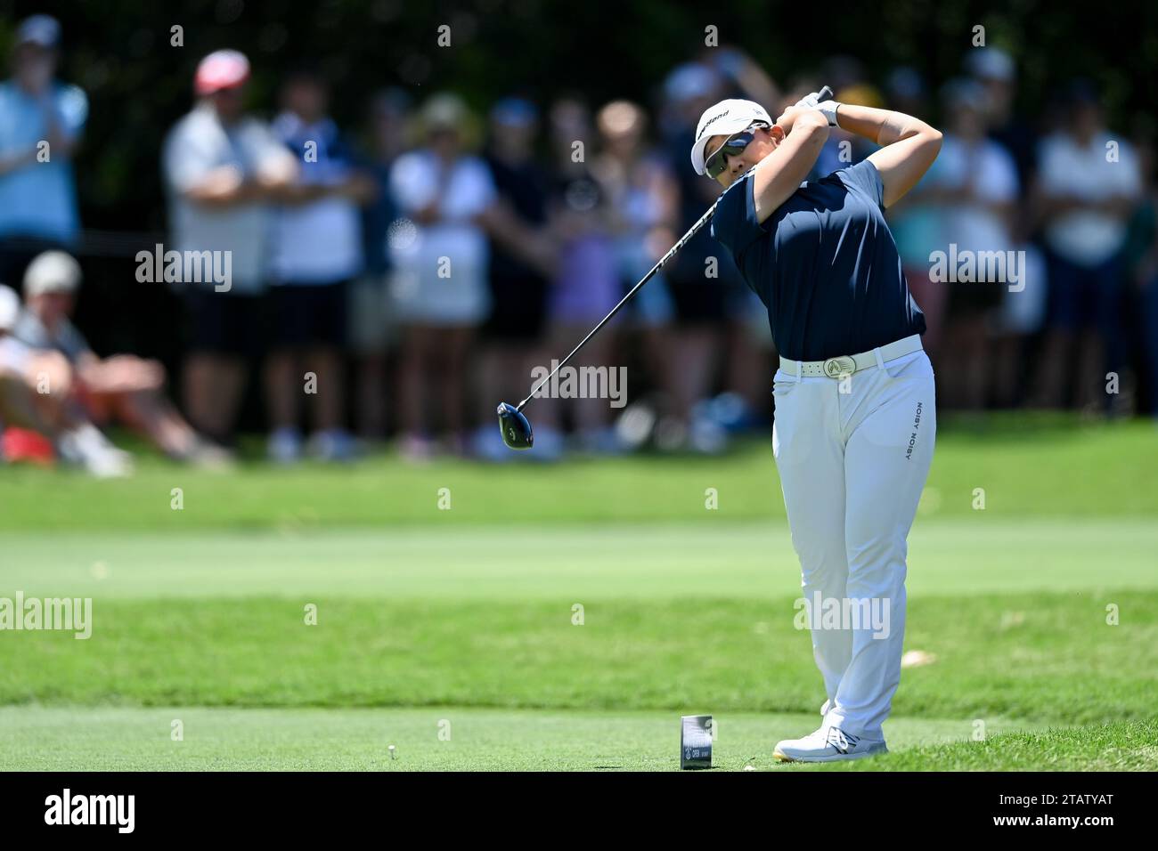 South Korea's Shin Ji-yai plays a tee shot during the final round of ...
