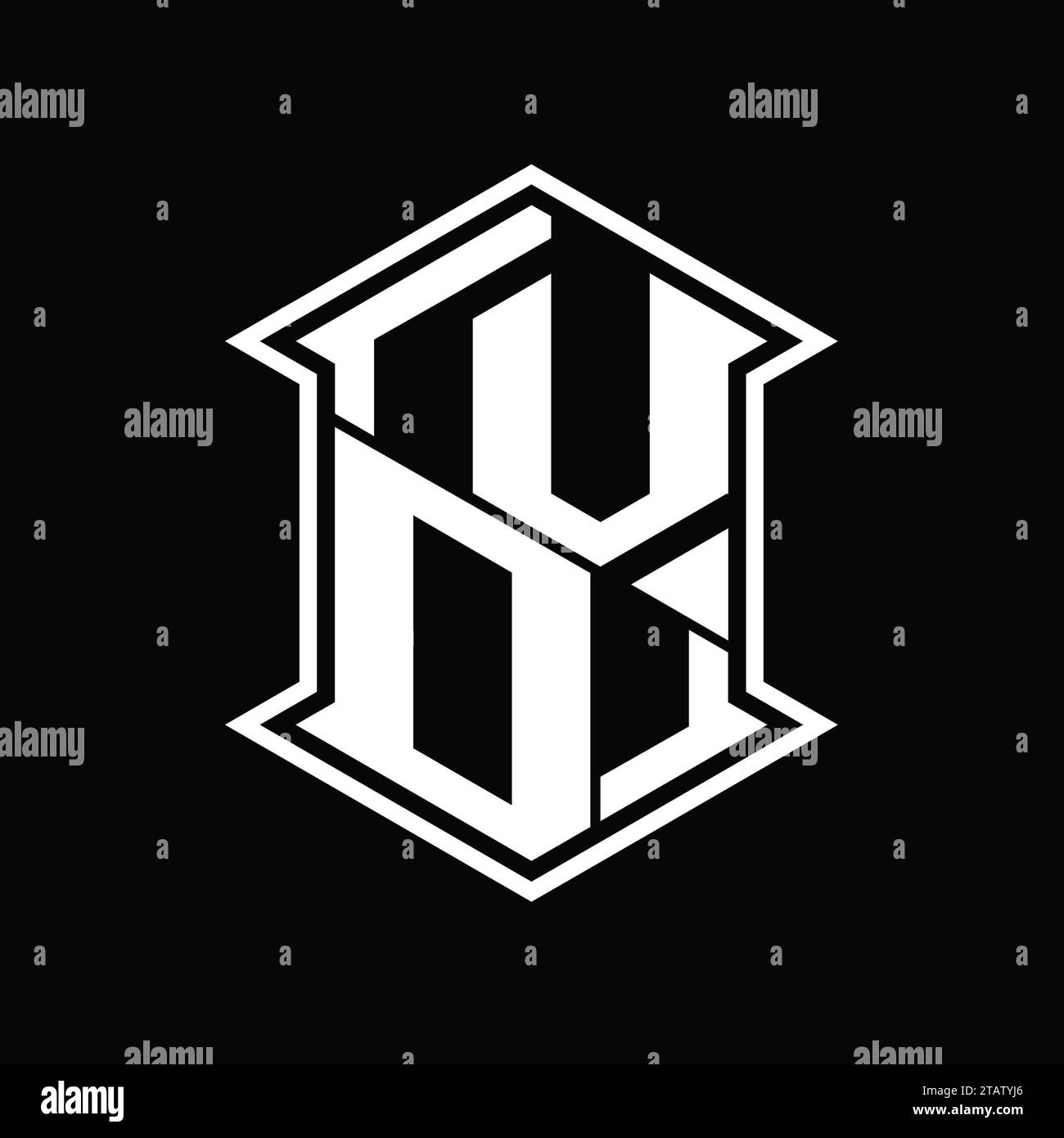 VD Letter Logo monogram hexagon shield shape up and down with sharp ...