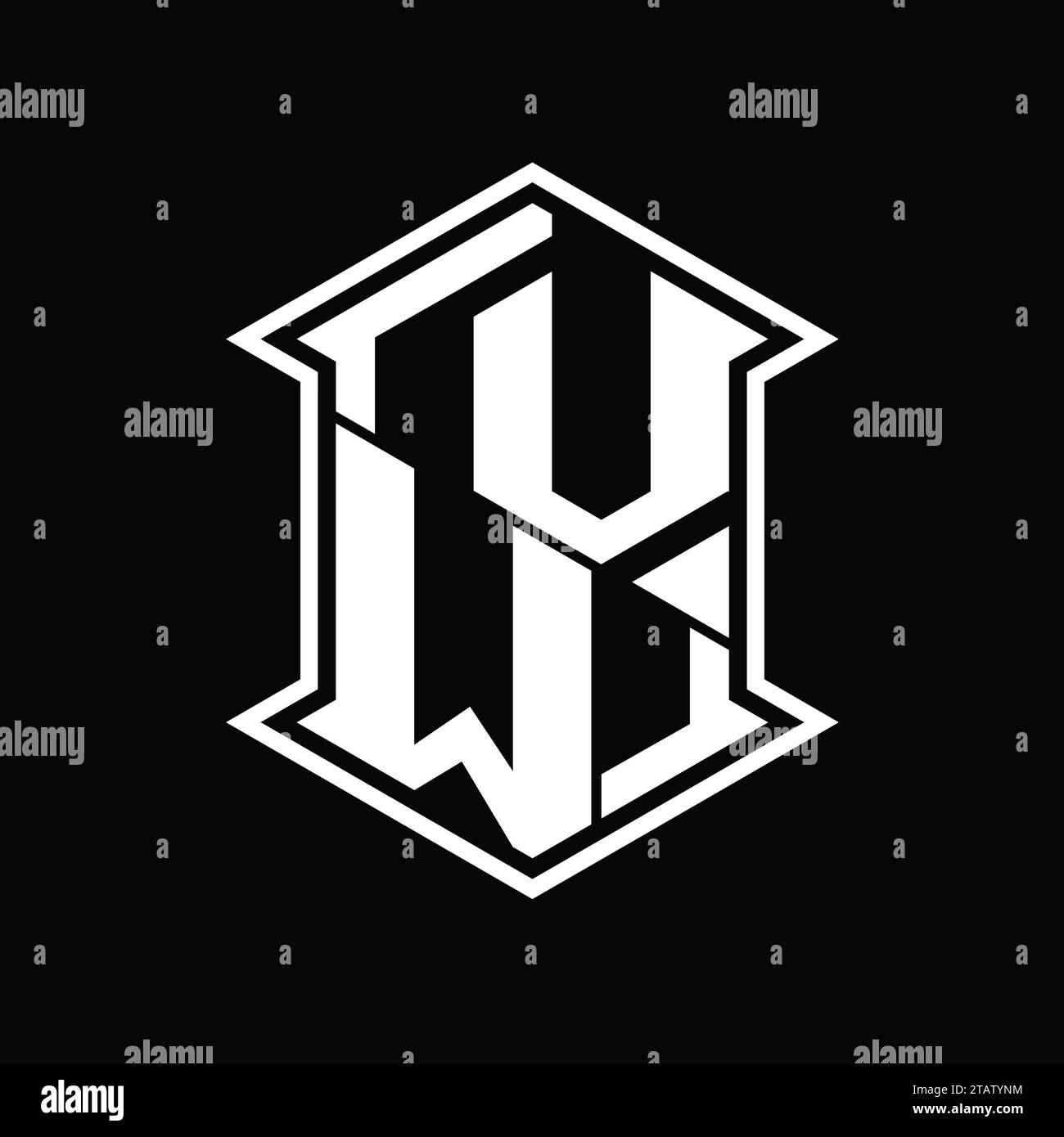 VW Letter Logo monogram hexagon shield shape up and down with sharp corner isolated style design ...