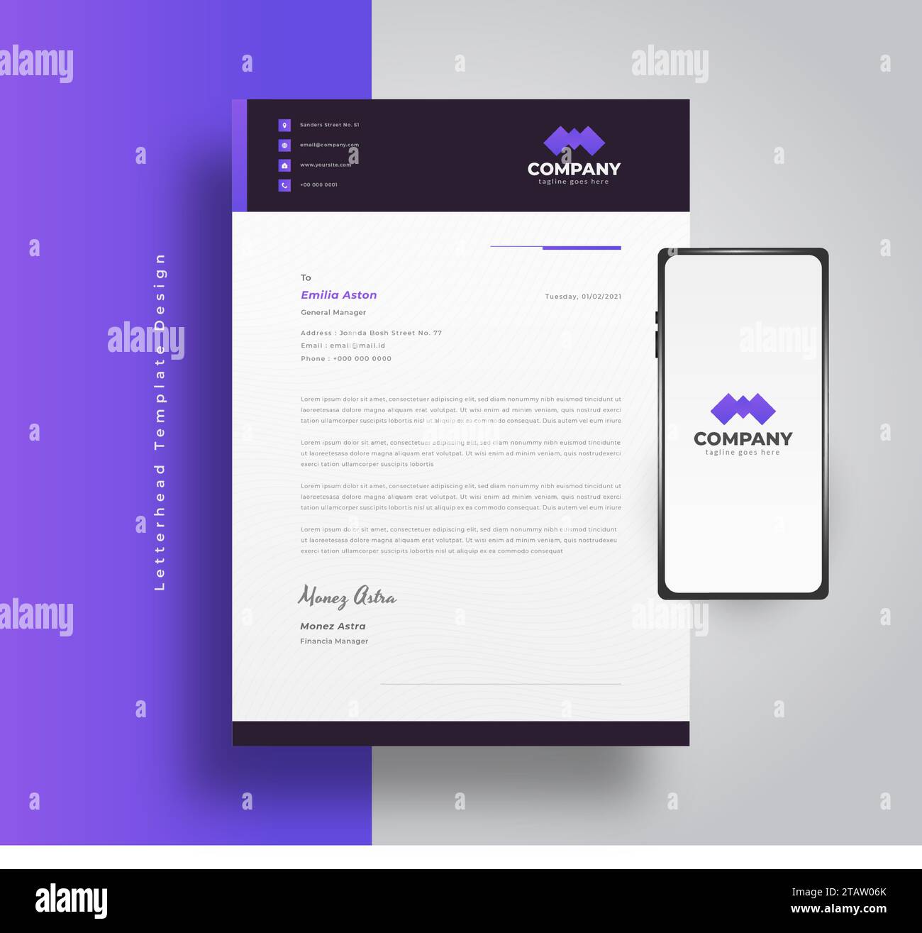 Modern Business Letterhead Template Design with Futuristic and Dynamic ...