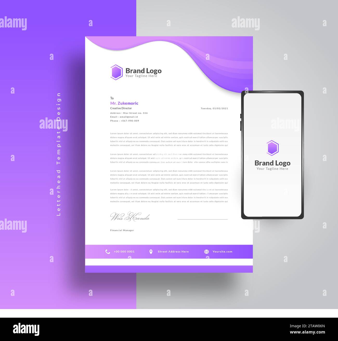 Modern Business Letterhead Template Design with Futuristic Concept in ...