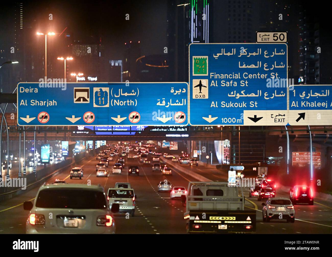 Dubai, United Arab Emirates. 01st Dec, 2023. Multi-lane traffic on ...