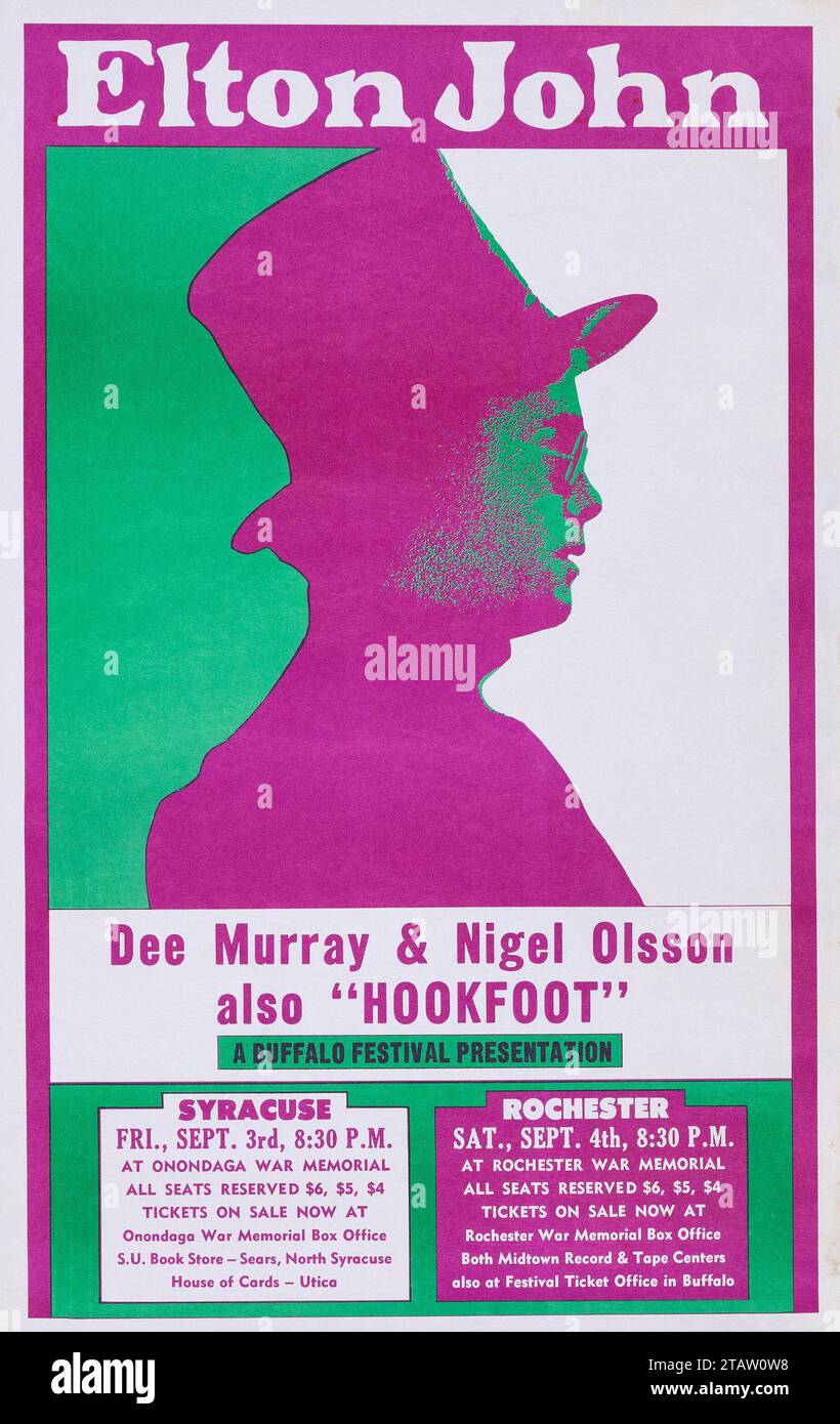 Elton John 1971 Syracuse & Rochester, New York Concert Poster Elton ...