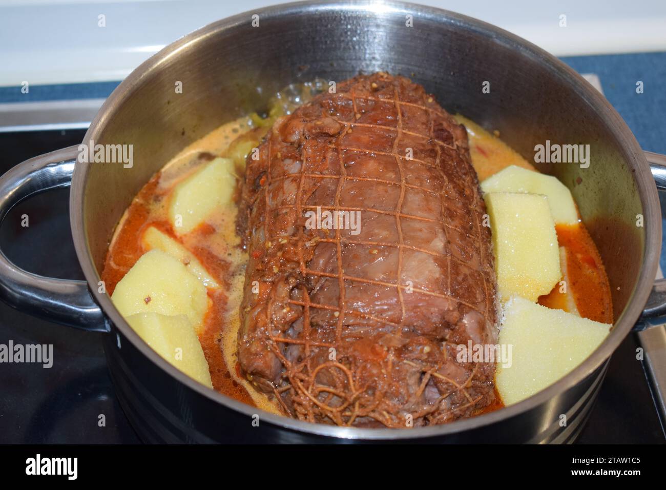 German Spirssbraten, filled meat roast Stock Photo - Alamy