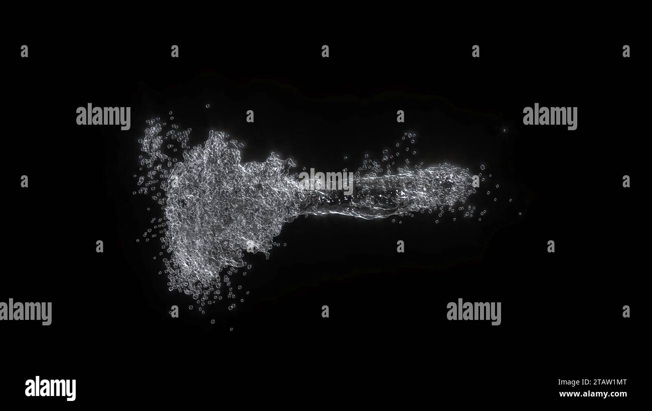 Clear water splash drop collider on black back 3d render Stock Photo ...