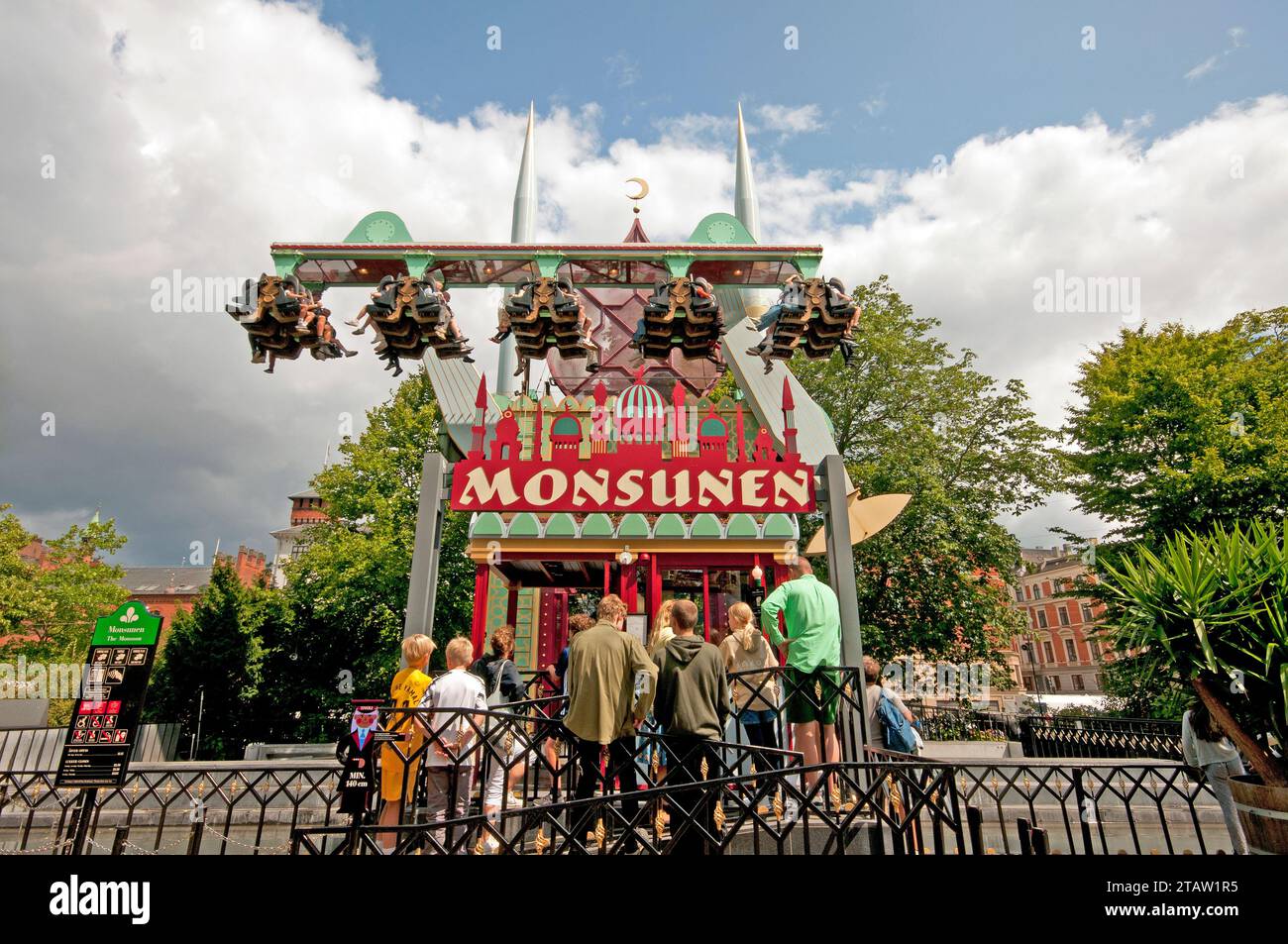 People in line at Monsunen (Monsoon) ride in Tivoli Gardens, amusement ...