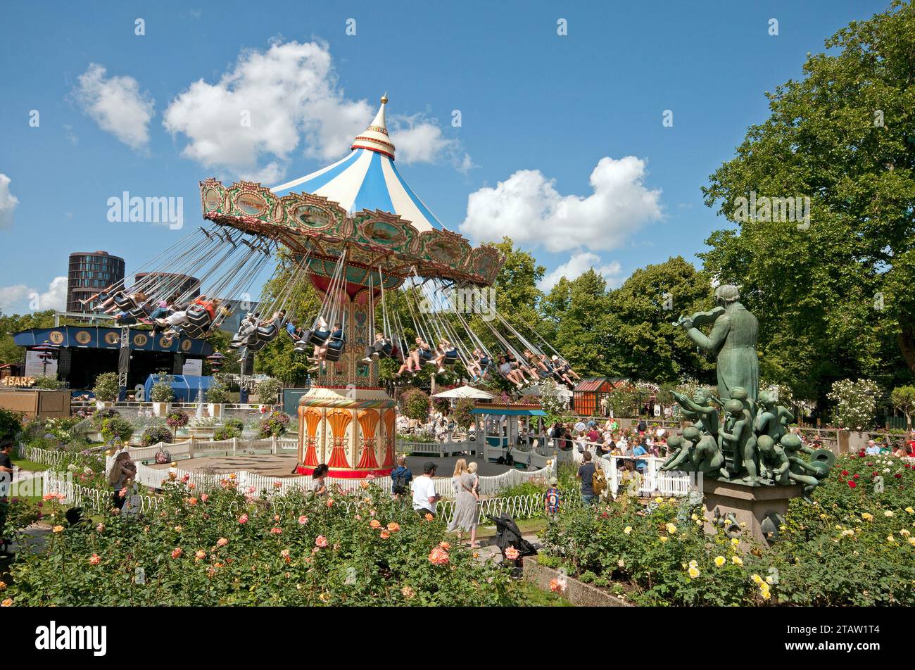 Chairoplane ride in Tivoli Gardens, amusement park opened in 1843 ...