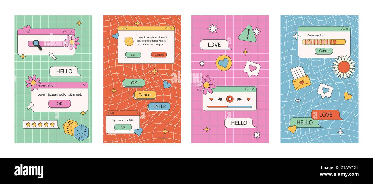 Colorful modern retro posters Stock Photo - Alamy