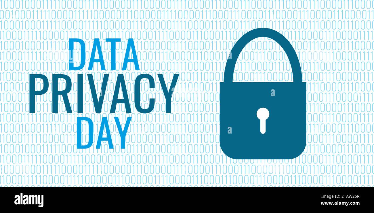World Data Privacy day January 28 illustration. Digital identification. Banner template, poster ...