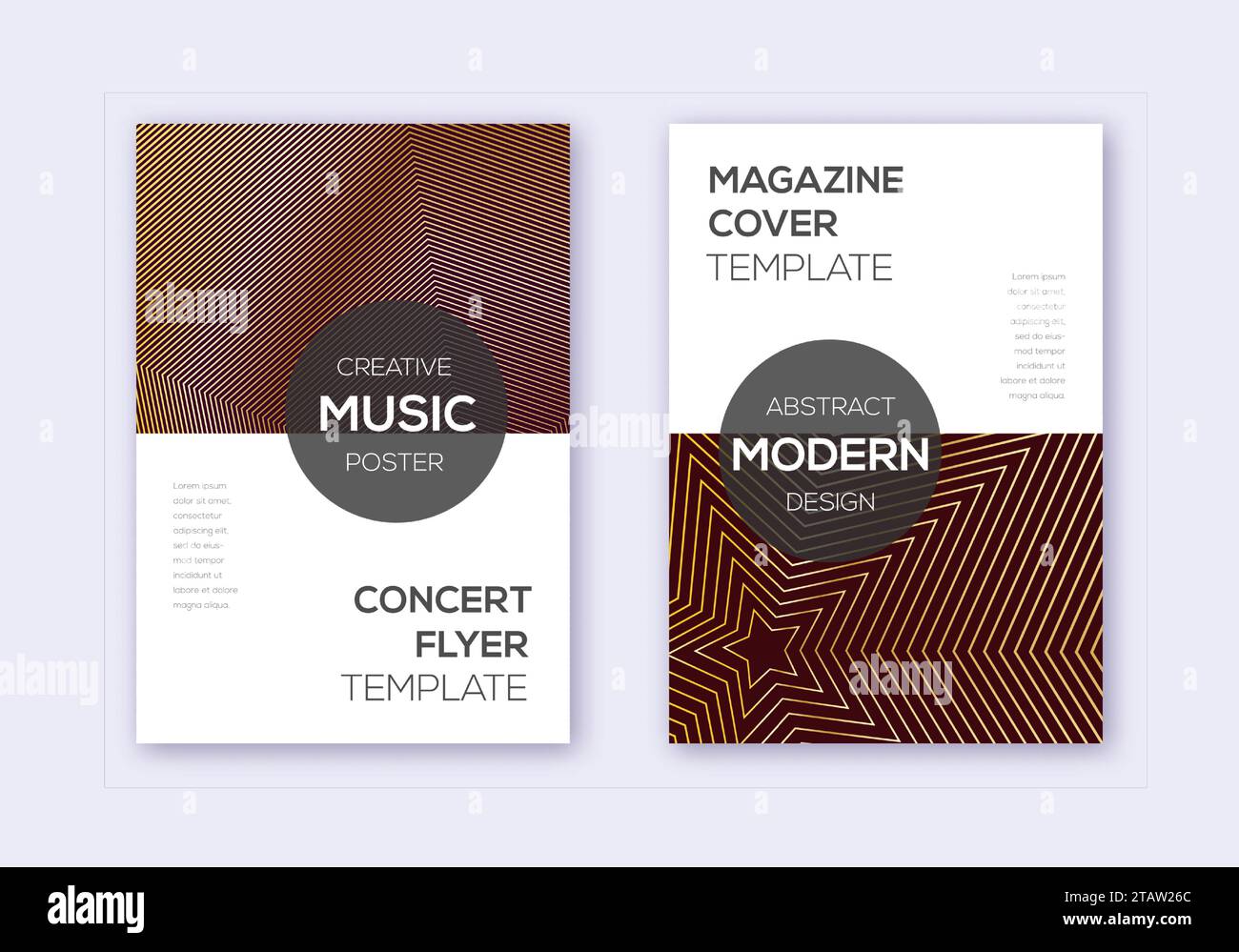 Modern cover design template set. Gold abstract lines on bordo ...