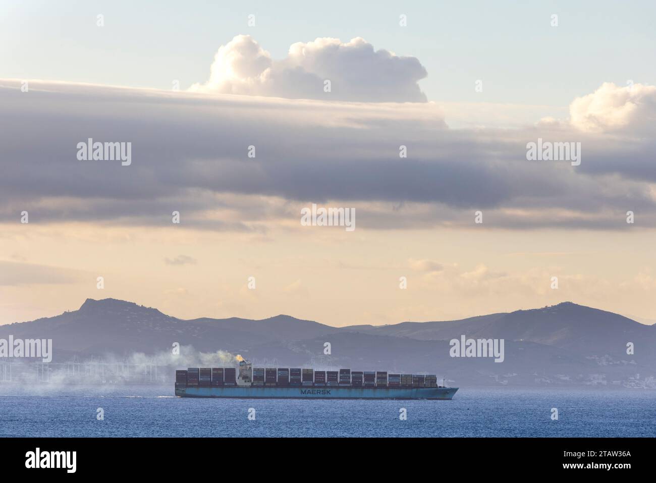 Cargo ship in Straits of Gibraltar Stock Photo - Alamy