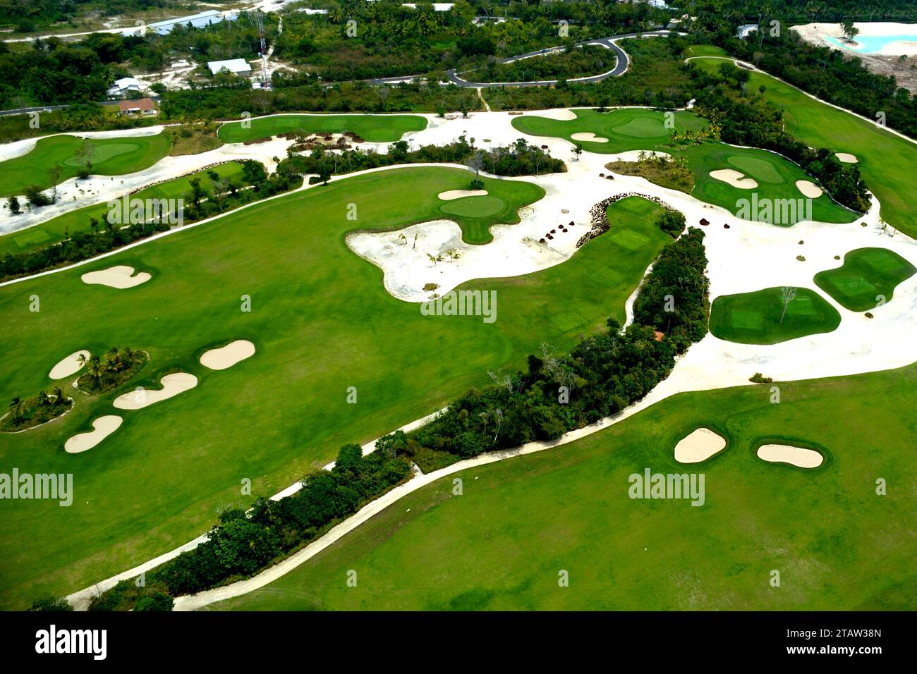 Flying above a golf course at an exotic destination Stock Photo - Alamy