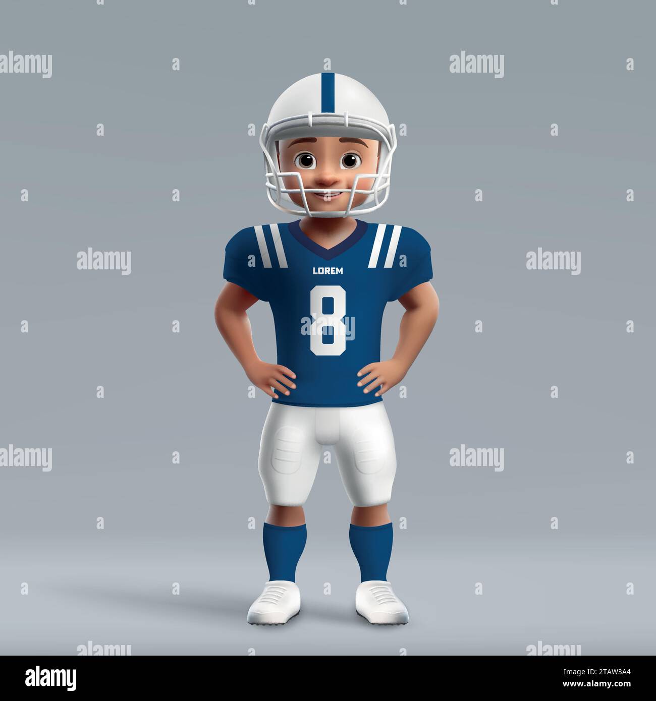 3d cartoon cute young american football player in Indianapolis Colts ...