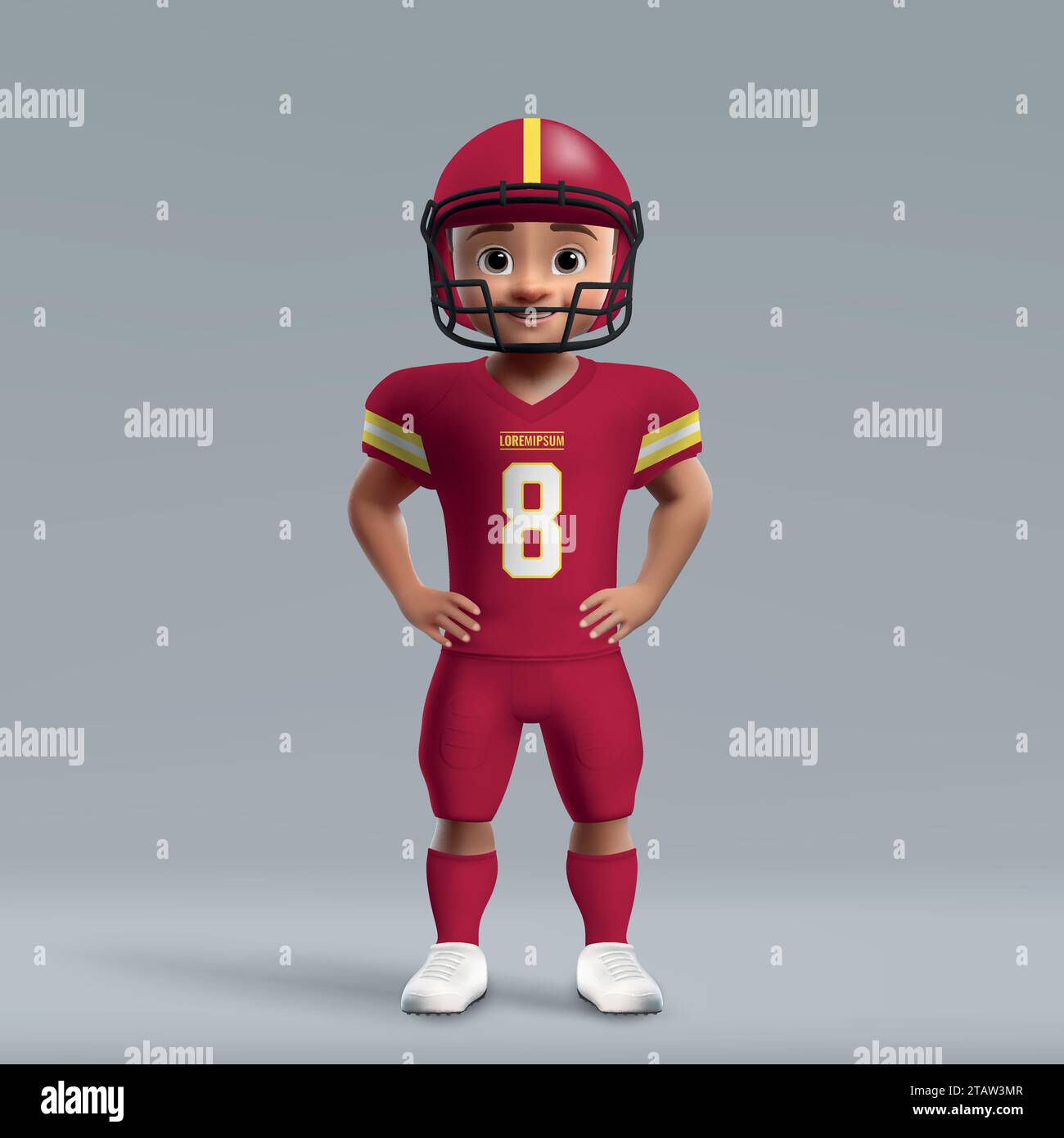 3d cartoon cute young american football player in Washington Commanders ...