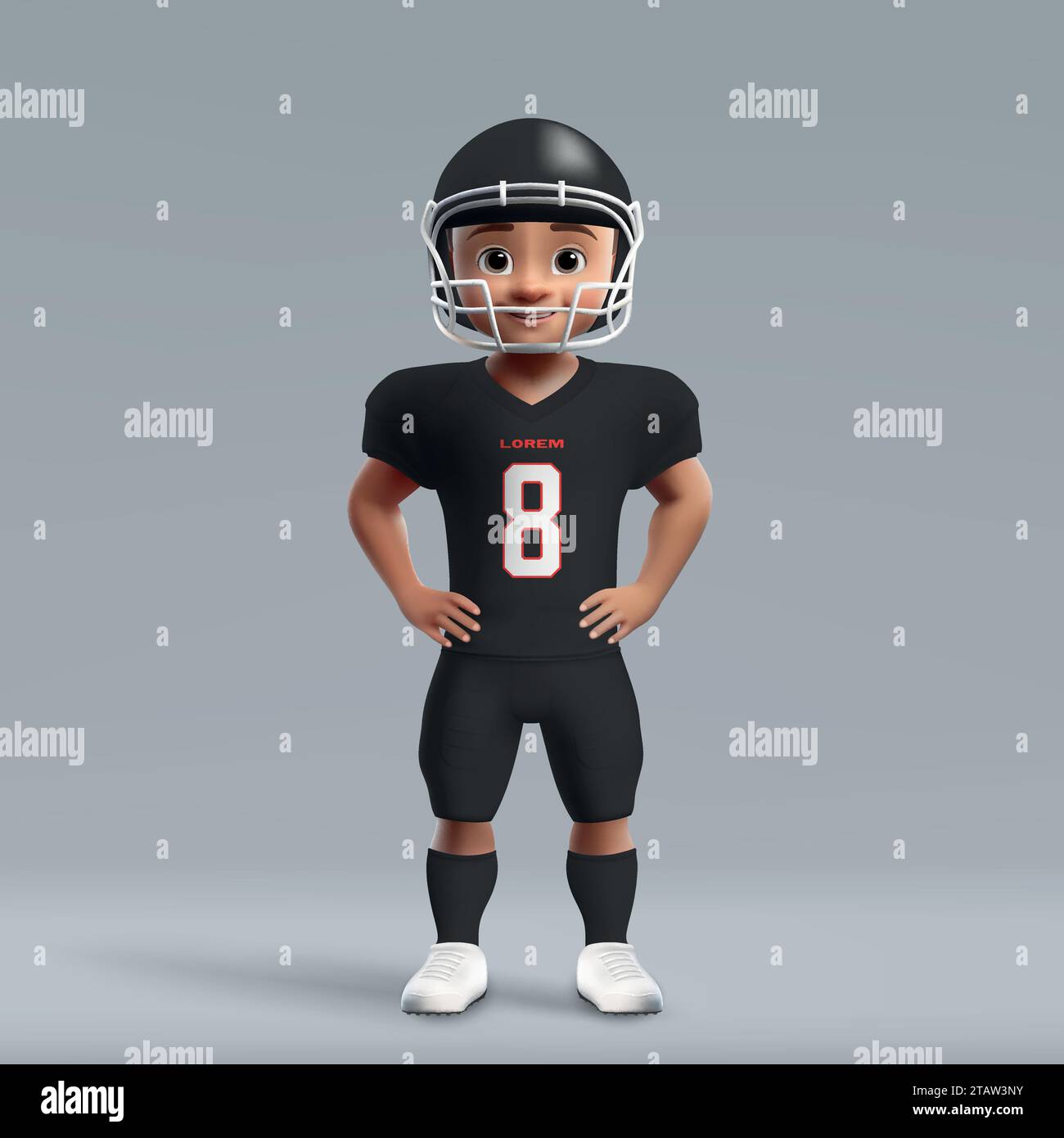 3d cartoon cute young american football player in Atlanta Falcons ...