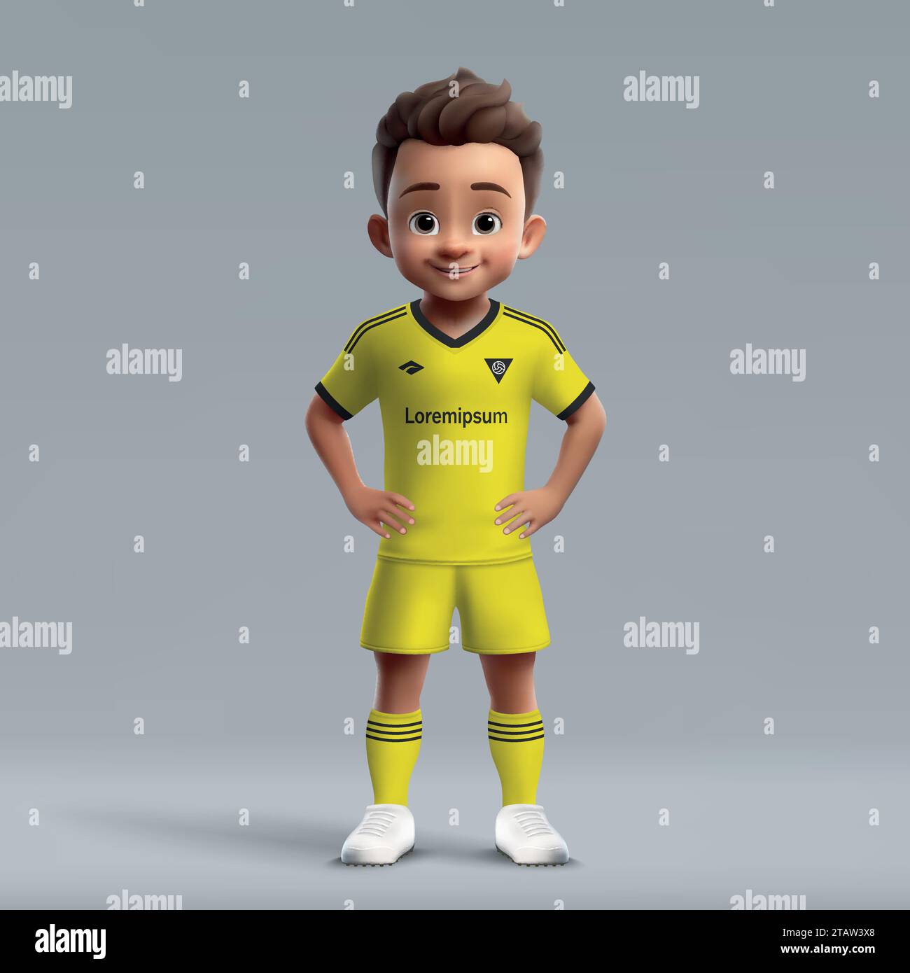 3d cartoon cute young soccer player in Columbus Crew football uniform ...
