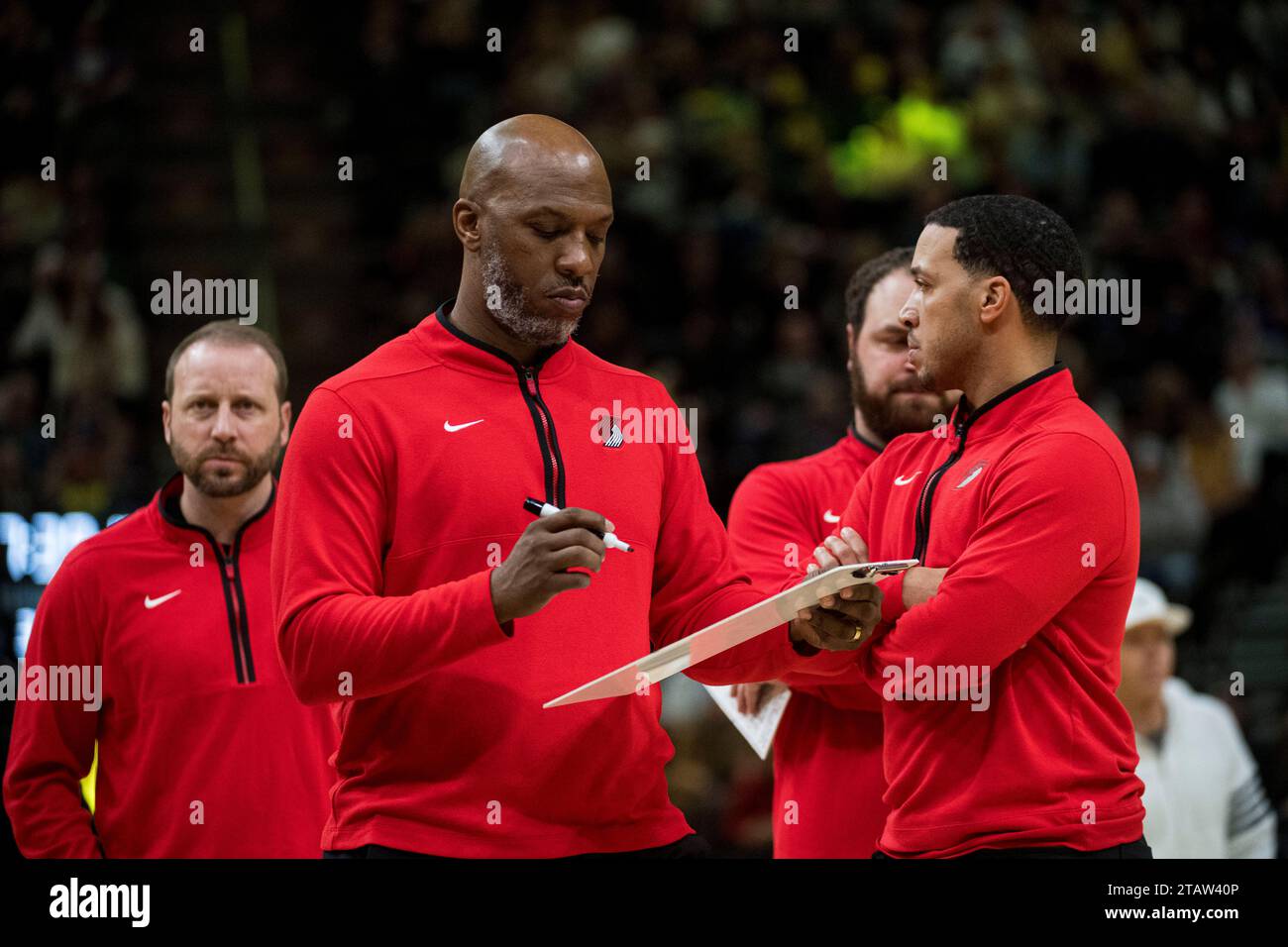 Portland Trail Blazers head coach Chauncey Billups walks toward his ...