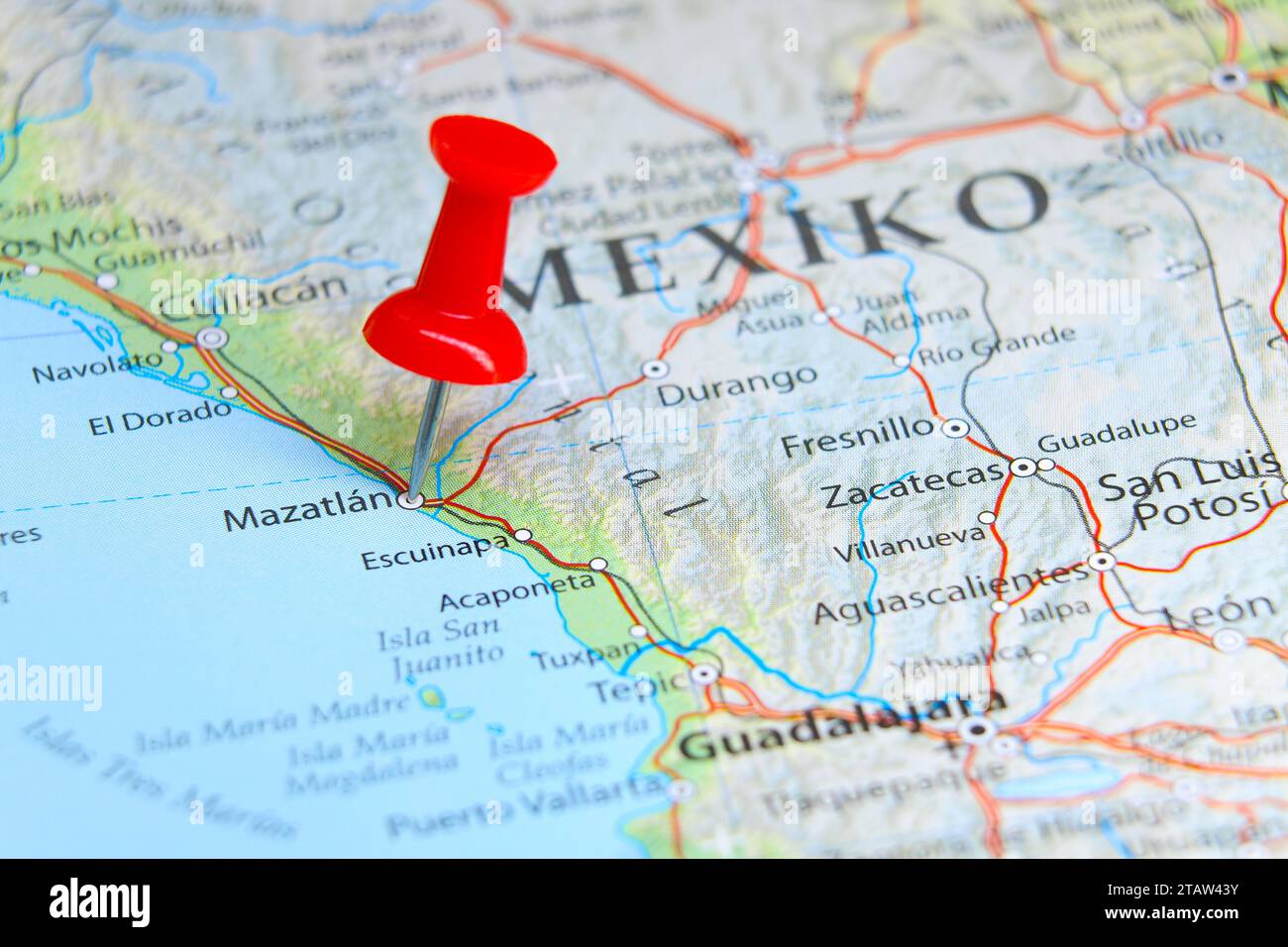 Mazatlán, Mexico pin on map Stock Photo - Alamy