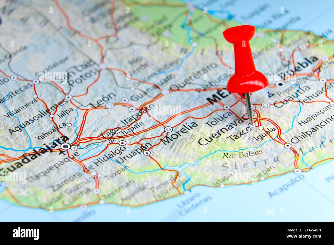 Taxco, Mexico pin on map Stock Photo - Alamy