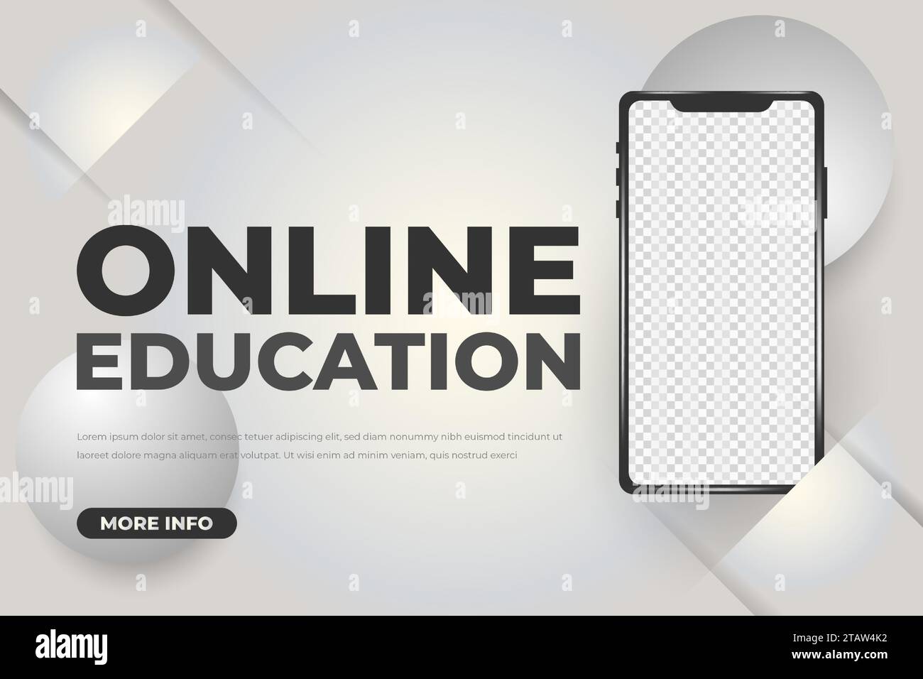 Online Education Banner with realistic smartphone isolated on white ...