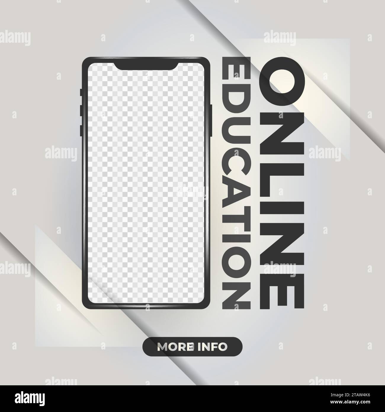 Online Education Banner with realistic smartphone isolated on white ...