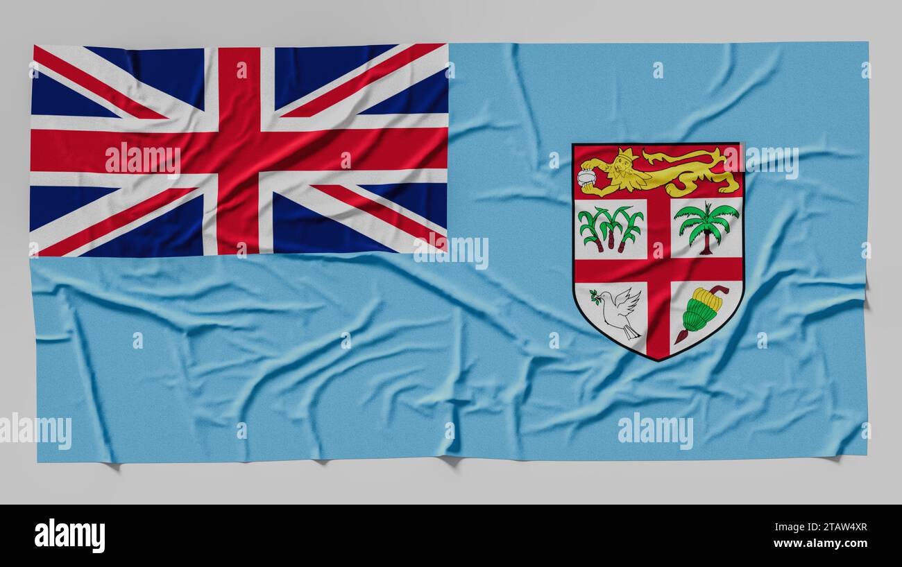 Flag of Fiji. Fabric textured Fiji flag isolated on white background Stock Photo - Alamy