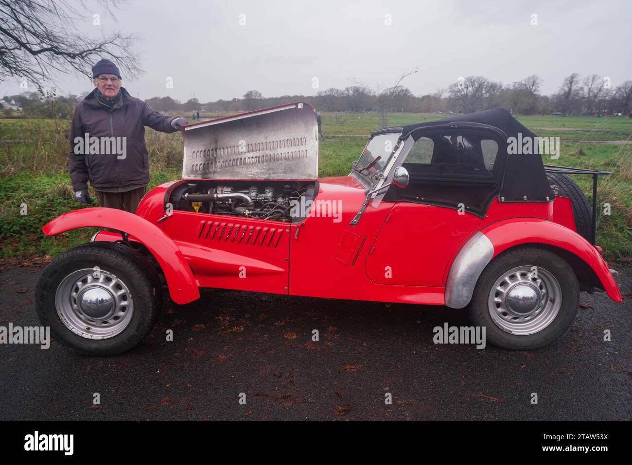 London UK. 3 December 2023. The owner of 1948 ALLARD is displayed on ...