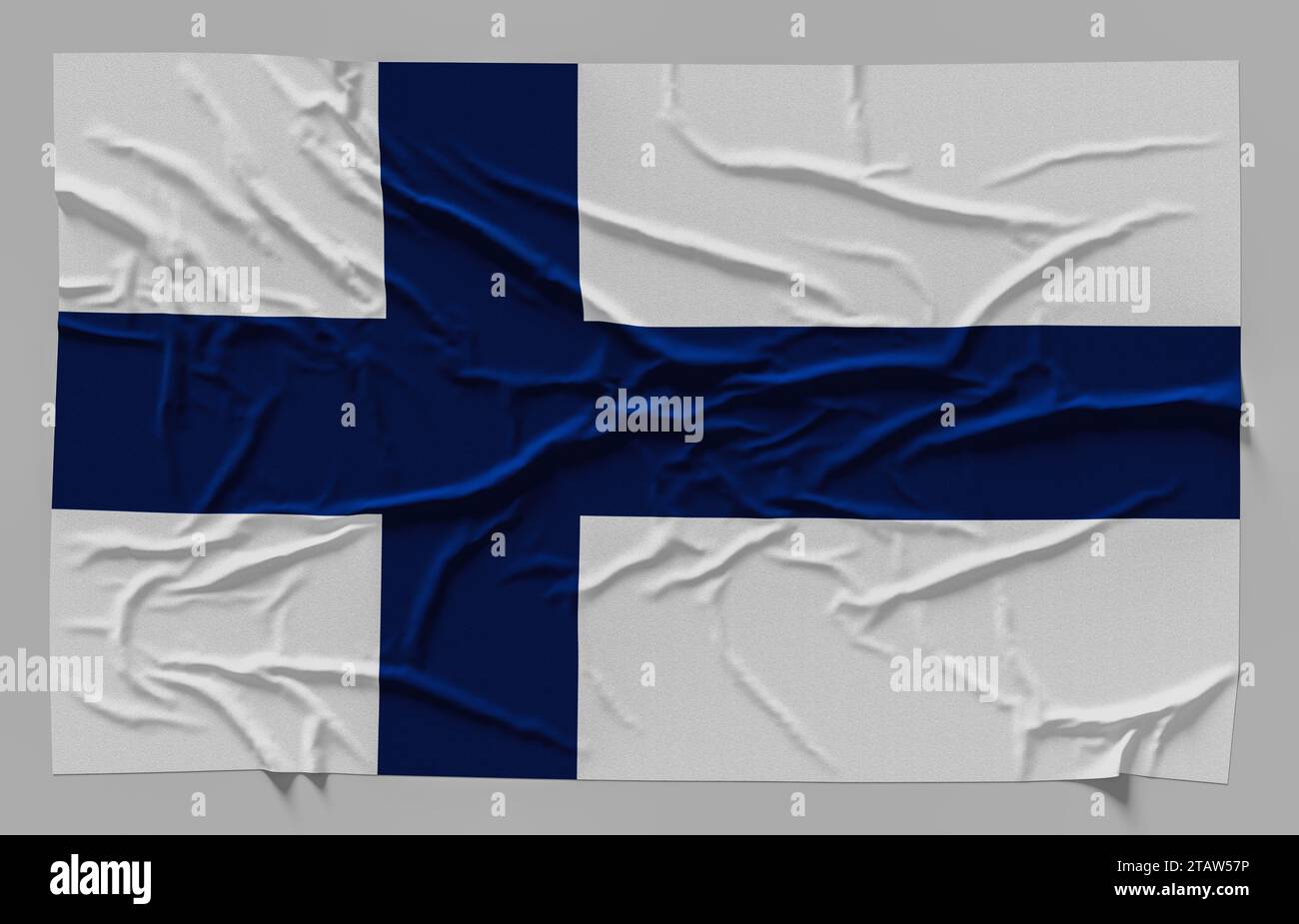 Flag of Finland. Fabric textured Finland flag isolated on white ...