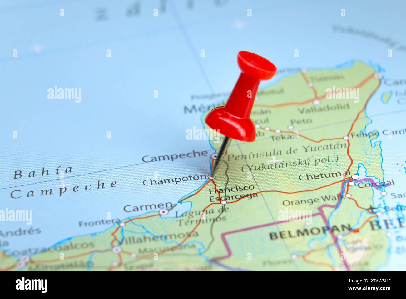 Champotón, Mexico pin on map Stock Photo - Alamy