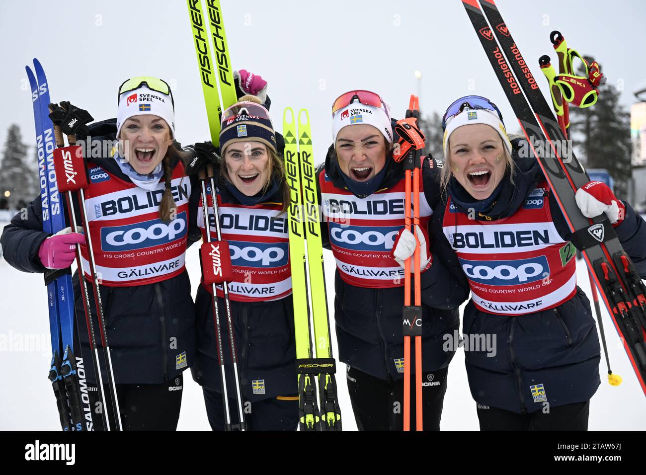 L-R Moa Ilar, Ebba Andersson, Moa Lundgren and Emma Ribom of Sweden won ...