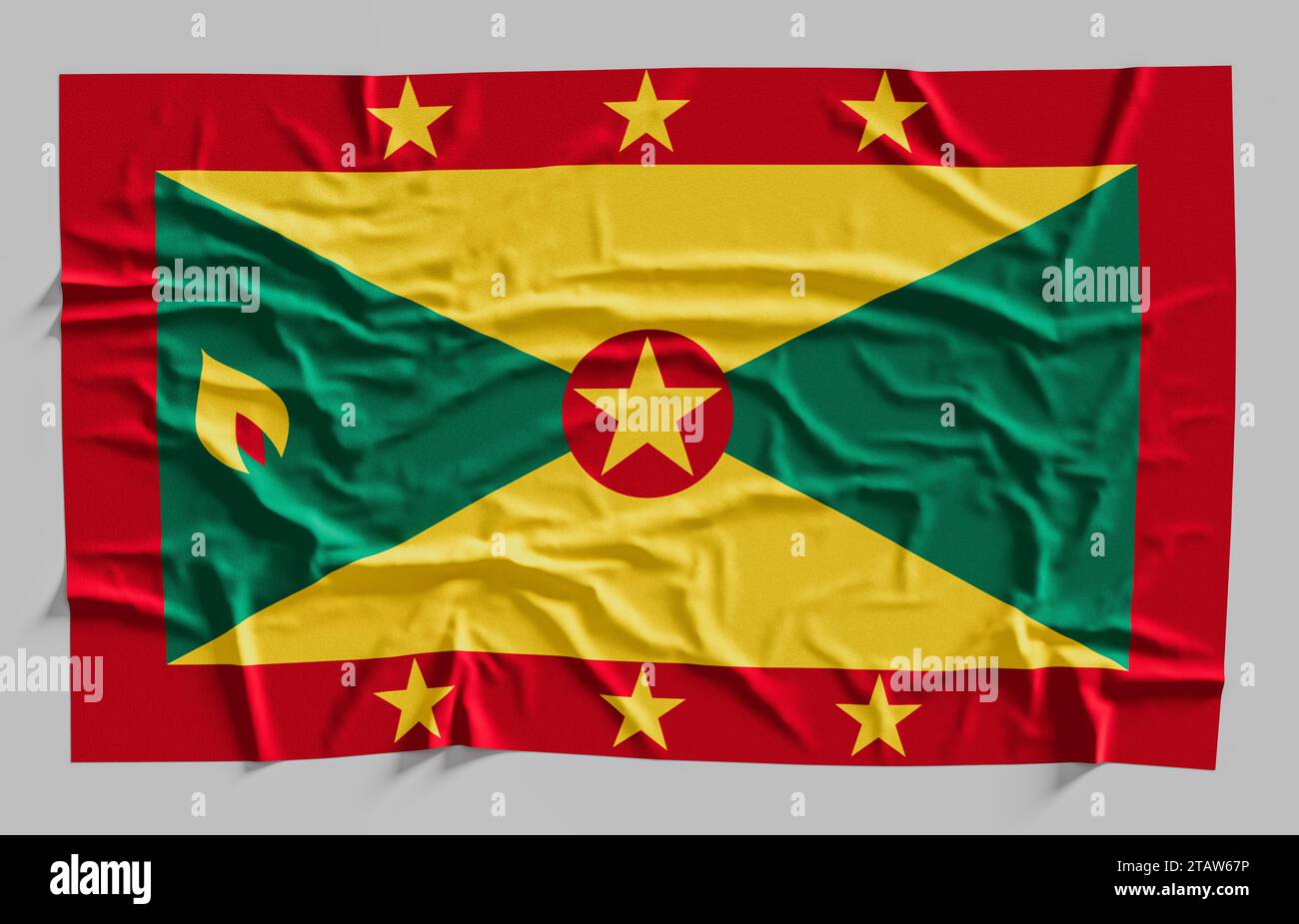 Flag of Grenada. Fabric textured Grenada flag isolated on white ...