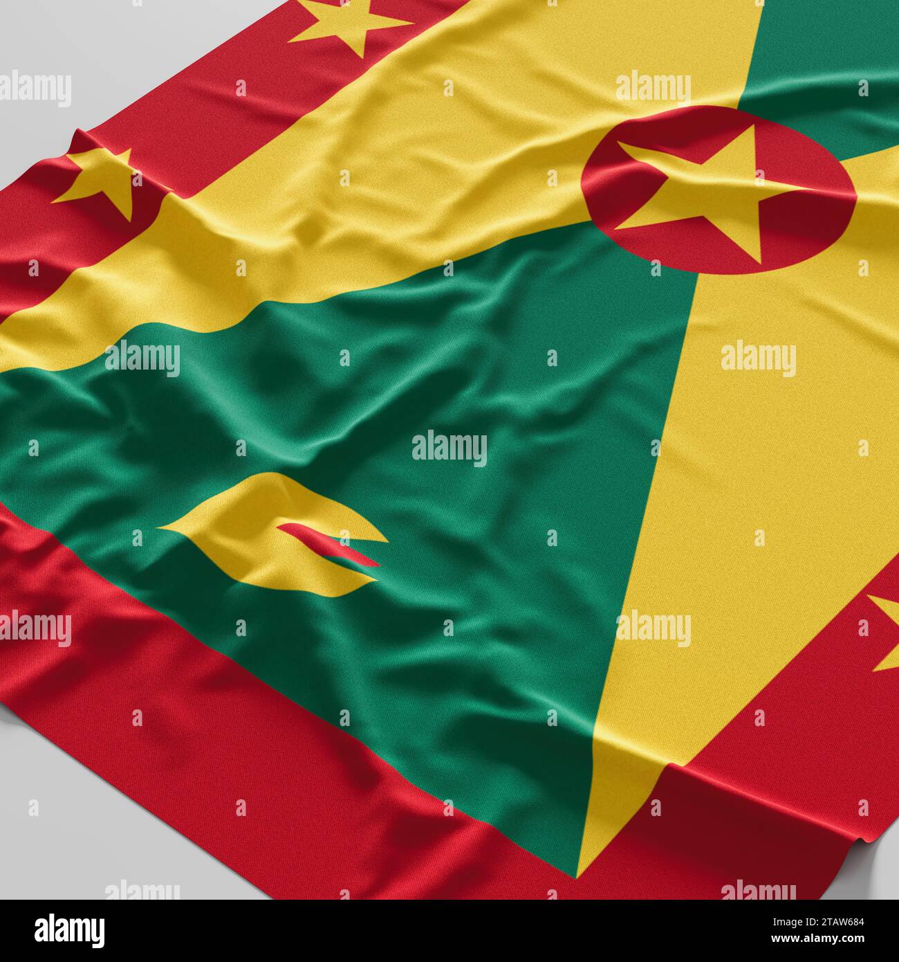 Flag of Grenada. Fabric textured Grenada flag isolated on white ...