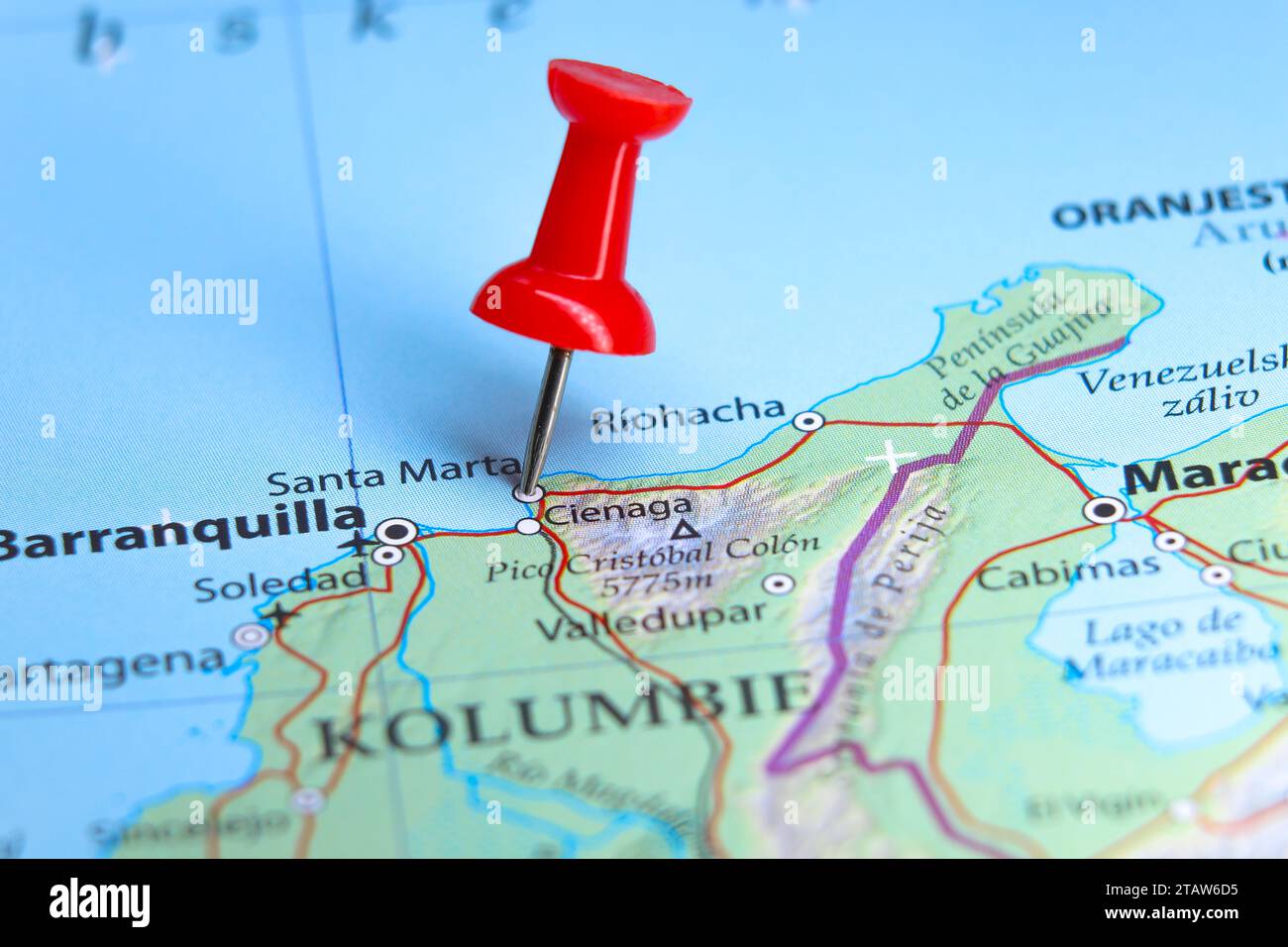 Santa marta pinned on map hi-res stock photography and images - Alamy
