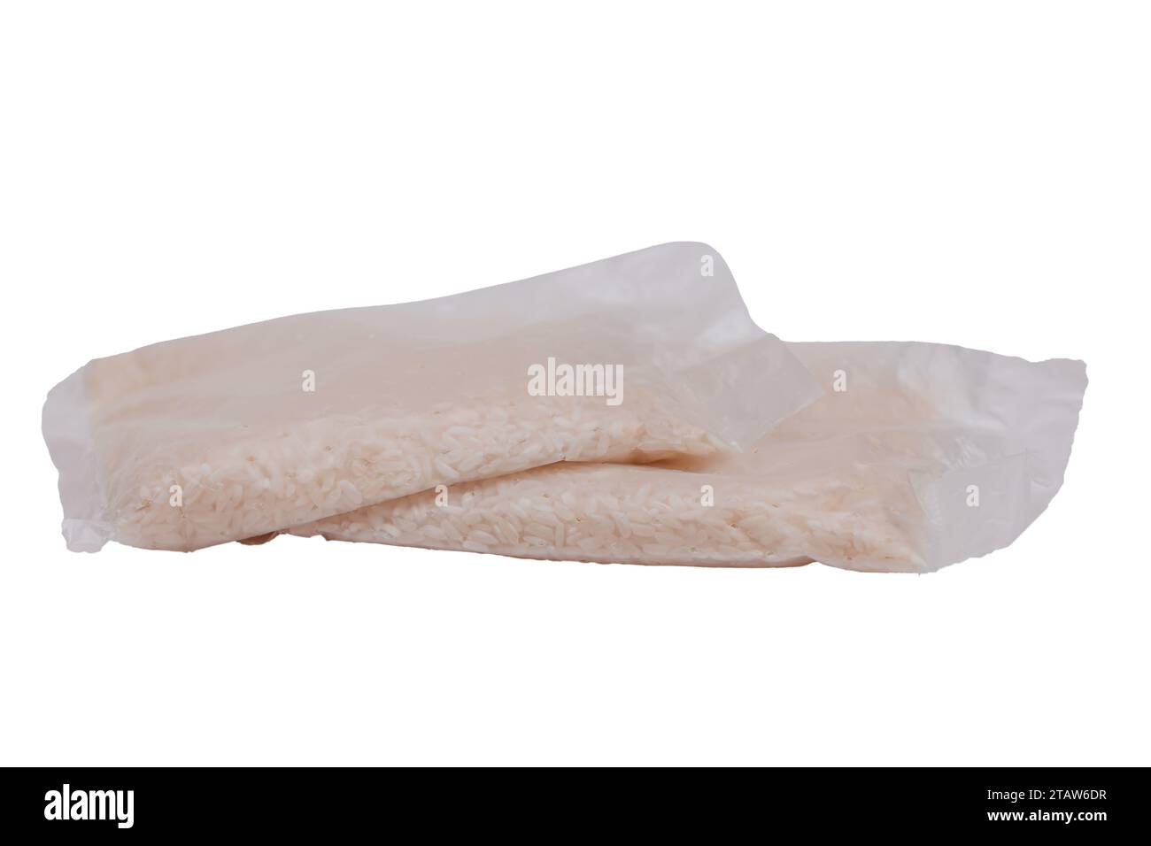A Plastic Bags of White Long Grain Rice - Isolated on White Background ...