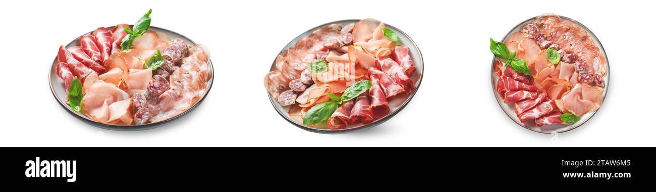 Cured Meat Platter, Antipasto Set, Appetizer Variety on Plate over ...