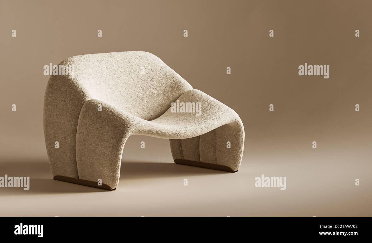 Modern artistry in furniture design. A 3d render sculptural chair with ...